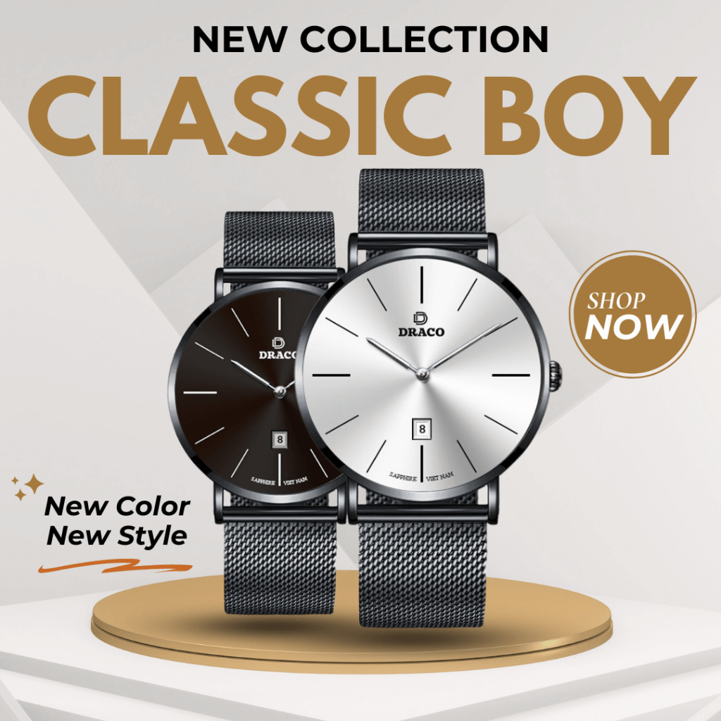 DRACO D21-ST02 "Classic Boy" ĐEN - DRACO WATCH - Khẳng Định Giá Trị Của Bạn