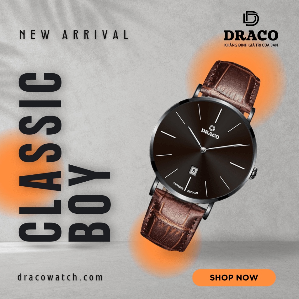 DRACO D21-ST02 "Classic Boy" ĐEN DÂY DA NÂU - DRACO WATCH - Khẳng Định ...