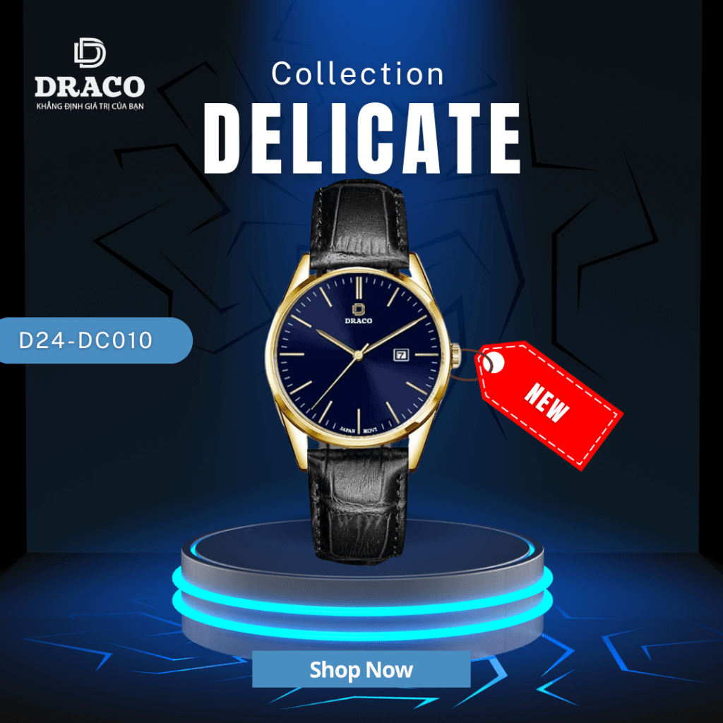 DRACO D24-DC010 "Delicate" MẶT XANH DÂY DA ĐEN