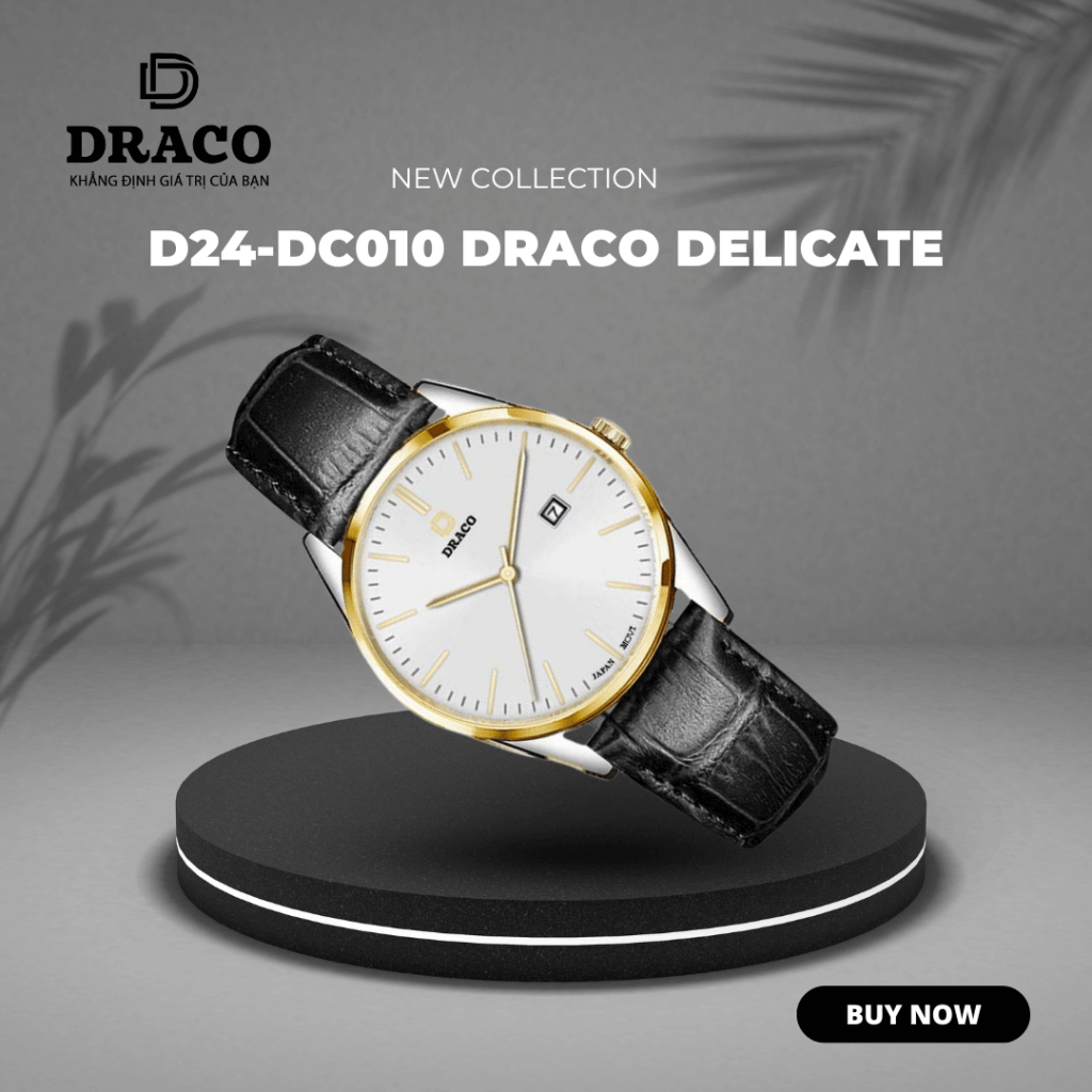 DRACO D24-DC010 "Delicate" MẶT TRẮNG DÂY DA ĐEN