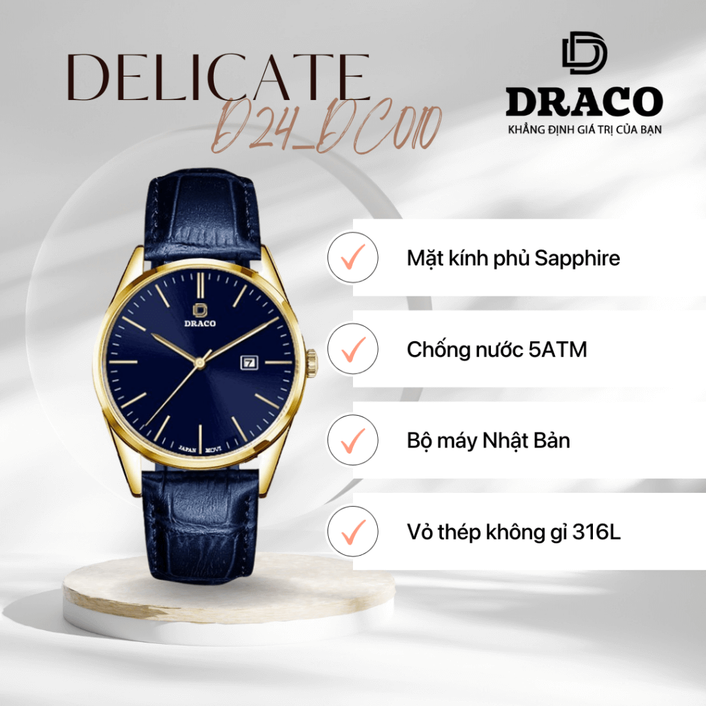 DRACO D24-DC010 "Delicate" MẶT XANH DÂY DA XANH